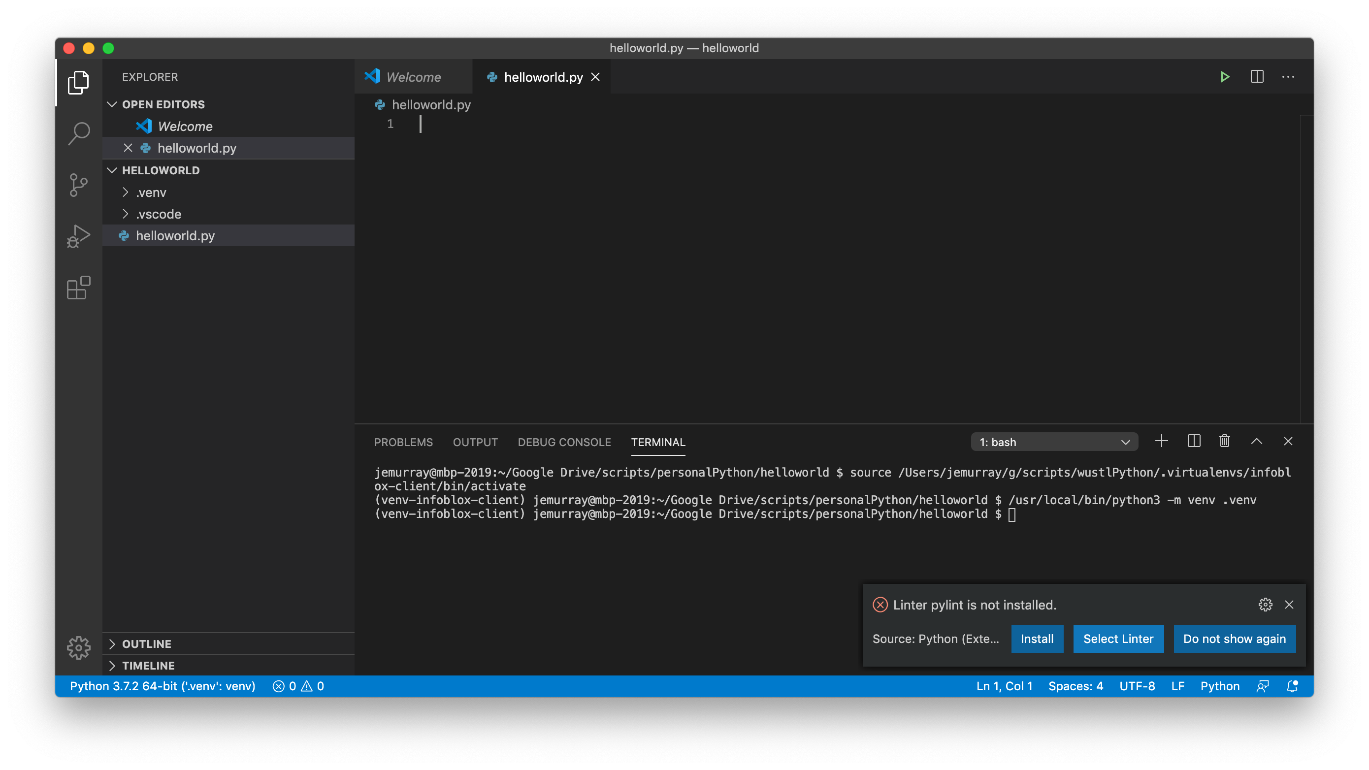 Creating And Using A Python Virtual Environment In Visual Studio Code